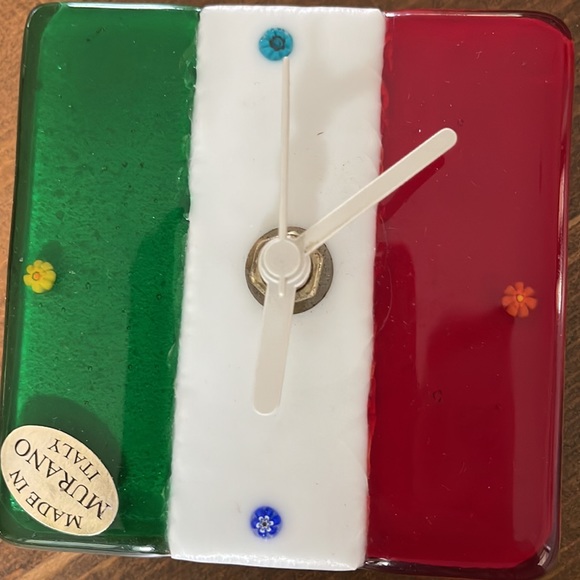 Murano | Art | Murano Glass Clock Italian Flag Small Desk Or Table ...